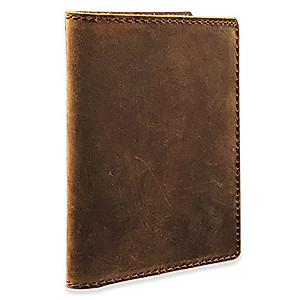 Genuine Leather Notebook, Passport Book 3.5 x 5 in Mini Composition Cover, 64 Pages Ruled, Pocket Size, Brown