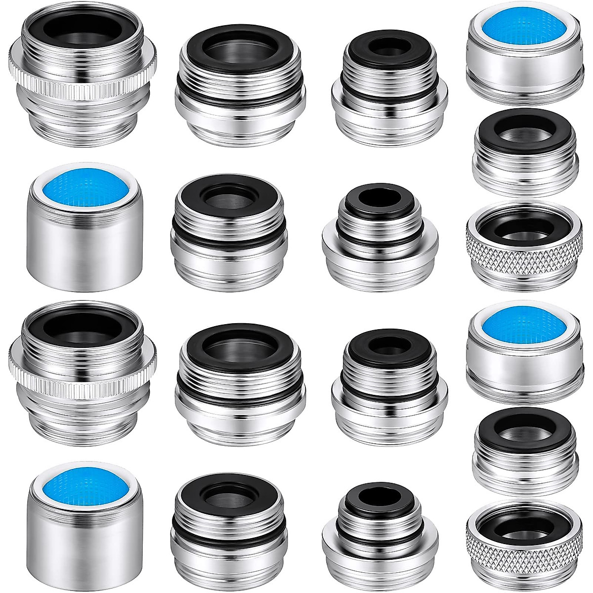 18 Pieces Faucet Adapter Kit Brass Male and Female Sink Aerator Adapter Set Kitchen Sink Faucet Adapter to Garden Hose, Water Filter, Standard Hose via Diverter