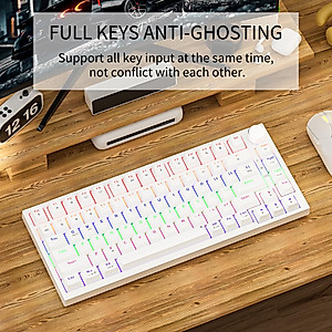 Newmen GM326 75% Percent Mechanical Keyboard,Wired Mini Backlit Hot Swappable Gaming Mechanical Keyboard with Knob,82 Keys Anti-Ghosting Compact White Gaming Keyboard for PC Win Mac,Red Switch