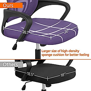 Topeakmart Executive Office Desk Chair Ergonomic Mesh Back Office Chair Adjustable Work Chair with Lumbar Support and Swivel Rolling Wheels for Home Office Conferecne Roon and Study, Purple