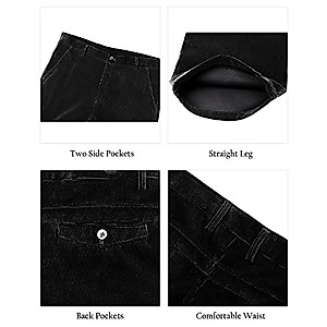 Alimens & Gentle Mens Corduroy Trouser Pants with Pockets-Black 02, 36W x 32L