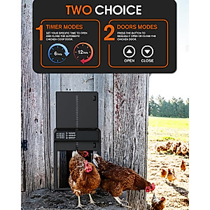 Hopet Automatic Chicken Coop Door with Timer Large LCD Display 2023 Upgraded Electric Battery Powered Aluminum Chicken Coop Door Accessories Poultry Door Opener Training Flock