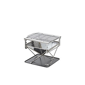Snow Peak Takibi Fire & Grill - Stainless Steel Portable & Collapsible Fireplace - 30 lbs, 5 Piece Set