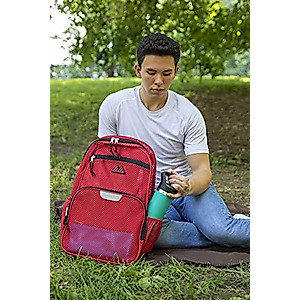 Collapsible Mesh Backpacks for Adults, School, Beach - Backpack with Reflective Strip and Wire Frame for Support (Red) Large