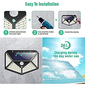 NXSP Outdoor Solar Lights, 100 LED Motion Sensor Solar Lights, IP65 Waterproof Module, [2400 Super Bright Energy-Saving Lamps] with 270° Wide Angle, Used in Gardens, terraces, garages(5)