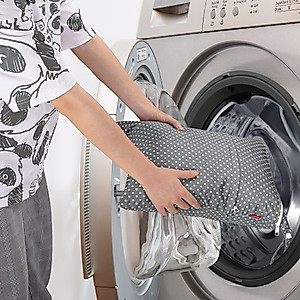 Damero 2 Pcs Large Travel Laundry Bag, Large Wet Dry Bag with Handle for Cloth, Washable Dirty Clothes Bag Bathing Suit Workout Bag for Gym Laundry Swimming Yoga, Gray Triangle+ Gray Dots