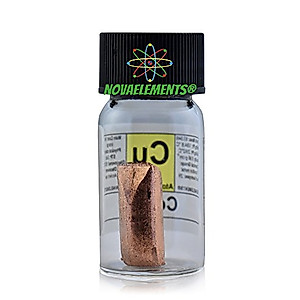 Metallic Copper Element 29 Cu, Cylinder> 8 Grams 99.99% in Glass Vial with Label