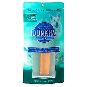 Durkha Yak Himalayan Dog Chews | Natural Long Lasting Dog Chew Made from Yak or and Cow Milk | Great for Aggressive Chewers, 5 Piece, Medium(3-4 OZ per Piece)