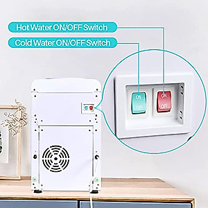 PUREPLUS Water Cooler Top Loading Countertop Water Cooler Dispenser, Hot & Cold Water, Child Safety Lock, Holds 3 or 5 Gallon Bottles, Compression Refrigeration Technology, White