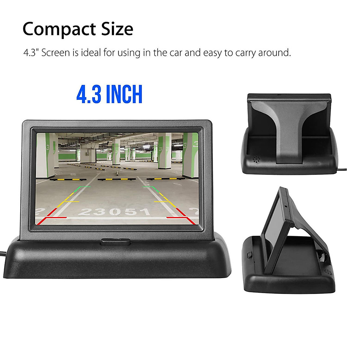 Yasoca 4.3 Inch Small Mini Digital Flip Down Foldable Monitor Screen for Car Truck Vehicle Rear View Reverse Parking Kits Home CCTV