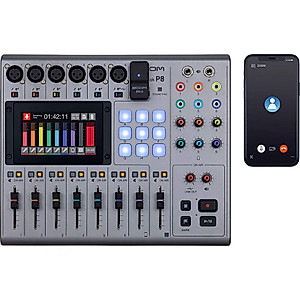 Zoom PodTrak P8 Portable Multitrack Podcast Recorder Bundle with 2X Zoom ZDM-1 Podcast Mic Pack