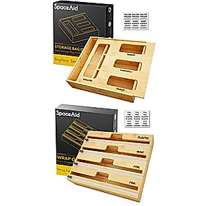 SpaceAid Bag Storage Organizer (1 Box 4 Slots), WrapNeat 4 in 1 Wrap Dispenser