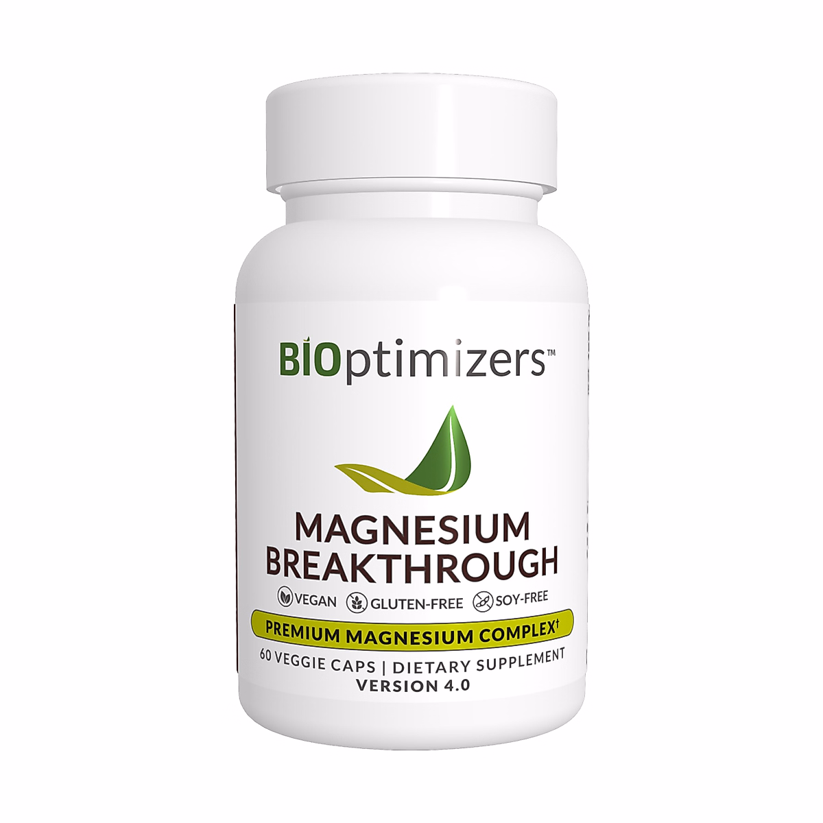 BIOptimizers Magnesium Breakthrough Supplement 4.0 - Has 7 Forms of Magnesium: Glycinate, Malate, Citrate, and More - Natural Sleep and Brain Supplement - 60 Capsules