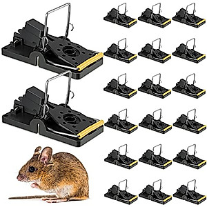 18 Pcs Large Mouse Trap Instant Snap Rat Mice Traps for House Indoor Outdoor Easy Setup Spring Mouse Snap Trap Quick Effective Sanitary Mousetrap Catcher Safe for Your Home Family Pet, Black