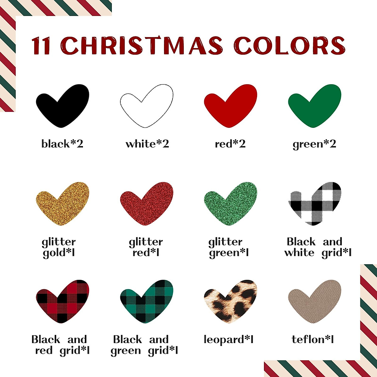 HTVRONT Heat Transfer Vinyl - 16 Sheets Buffalo Plaid HTV Iron on Vinyl for T Shirts and Glitter HTV Vinyl 12" × 10", 11 Colors HTV Vinyl Sheets