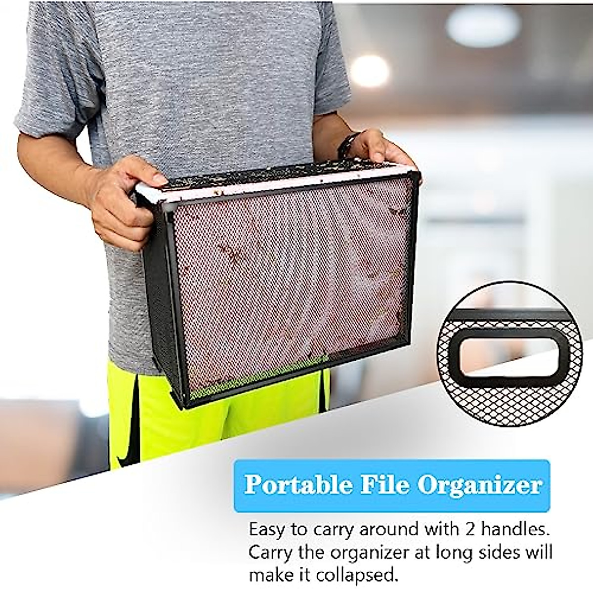 ANSSDO Hanging File Organizer for Desk, 2-Pack Premium Letter-Size Metal File Crate File Folder Holder Box, Easy Assembly Portable Filing Basket Storage Cabinets File Cart for Desktop