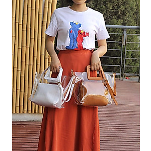 Poxas Classic PVC Jelly Bag Waterproof Clear Purse Tote Handbag Beach Shoulder Bags (Brown)