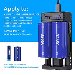 XTAR FC2 2A Battery Charger 18650 26650 Protected unprotected 21700 charger