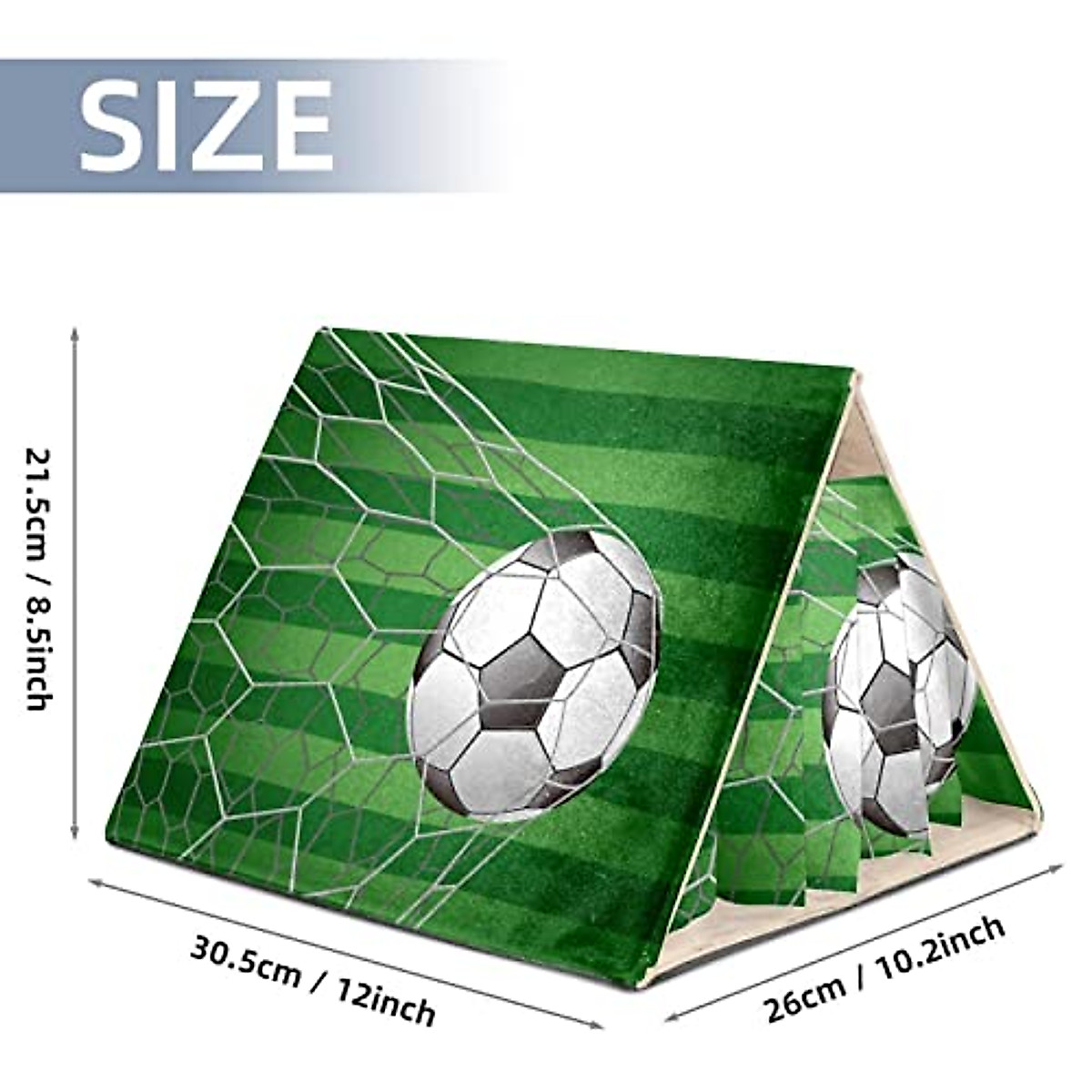 RATGDN Small Pet Hideout Soccer Ball in Goal with Grass Field Hamster House Guinea Pig Playhouse for Dwarf Rabbits Hedgehogs Chinchillas
