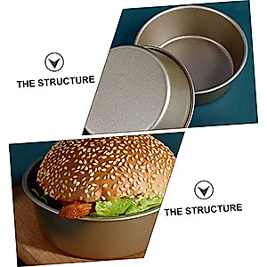 Yardwe 2pcs Burger Mold Pizza Bread Baking Molds Cake Pan Set Round Canning Set Chocolate Chip Muffins Stainless Steel Saucepan Reusable Mold Cake Mould Meatloaf Mold Golden Carbon Steel
