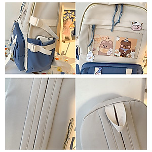 JELLYEA Kawaii School Backpack with Cute Milk Cow Accessories Kawaii Pins for Girls Teen (Black)