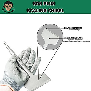 Monkey King Bar- SDS PLUS Bits 3-In Wide Cranked Angled Tile Removal Chisel&SDS Chisel Floor Scraper (10"x3")