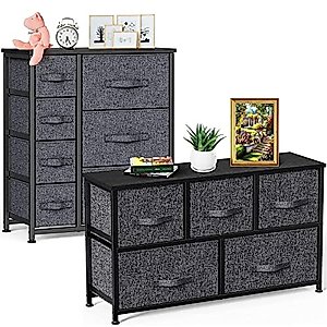 Pipishell 5 Drawers Fabric Dresser,7 Drawer Organizer Unit Fabric Dresser for for Bedroom Closets, Living Room, Nursery Room, Hallway