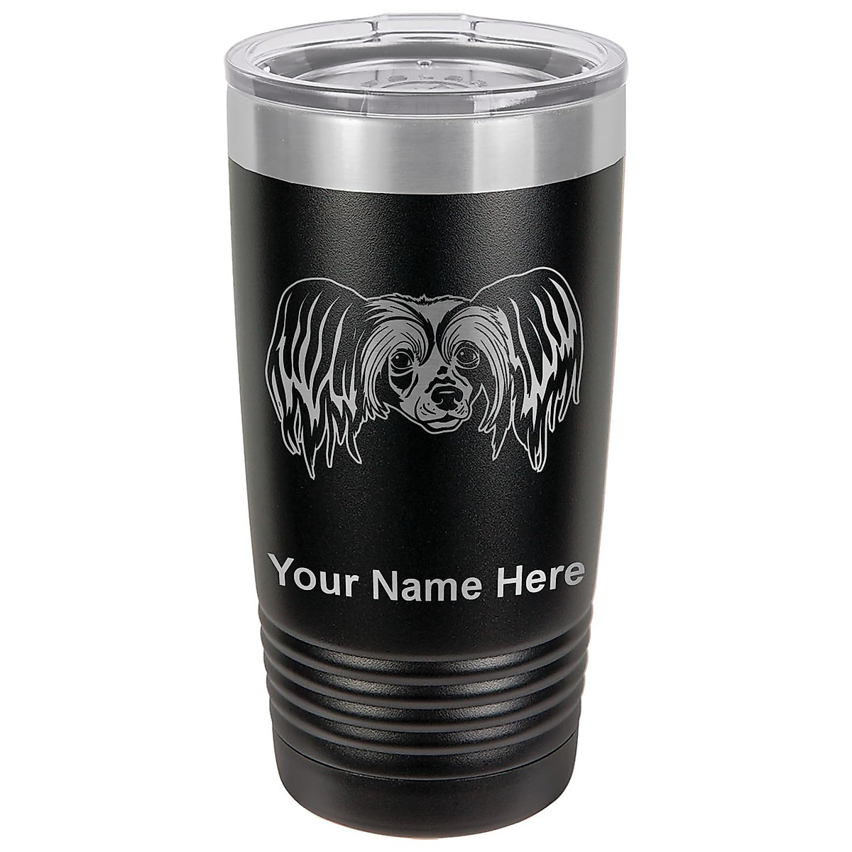LaserGram 20oz Vacuum Insulated Tumbler Mug, Chinese Crested Dog, Personalized Engraving Included (Black)