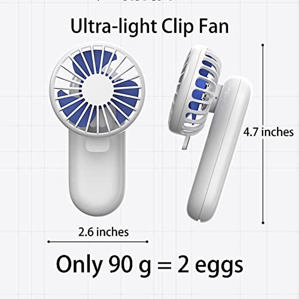 EROSHEBO Mini Clip Fan, 3 in 1 Rechargeable Portable Fan, Handheld Clip Fan for Phone, Laptop