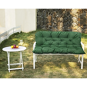 COSNUOSA Swing Replacement Cushions Waterproof Porch Swing Cushions 2-3 Seater Outdoor Swing Cushions for Outdoor Furniture Dark Green 60x40 Inches