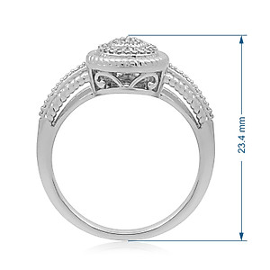 Jewelili Sterling Silver Natural White Round Diamond Accent Teardrop Ring, Size 7