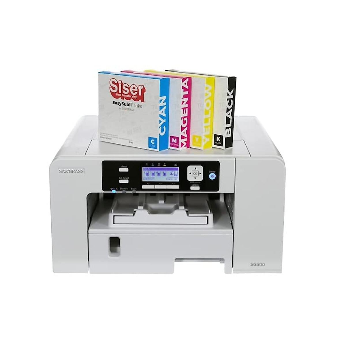 Sawgrass SG500 Sublimation Printer - Bundle with EASYSUBLI Inks, 220 Sheets Sublimax Paper, 3 Tapes, 10 Pieces Sublimation Blanks, Creative Studio Software (SG500 Easy Subli for Siser Users)