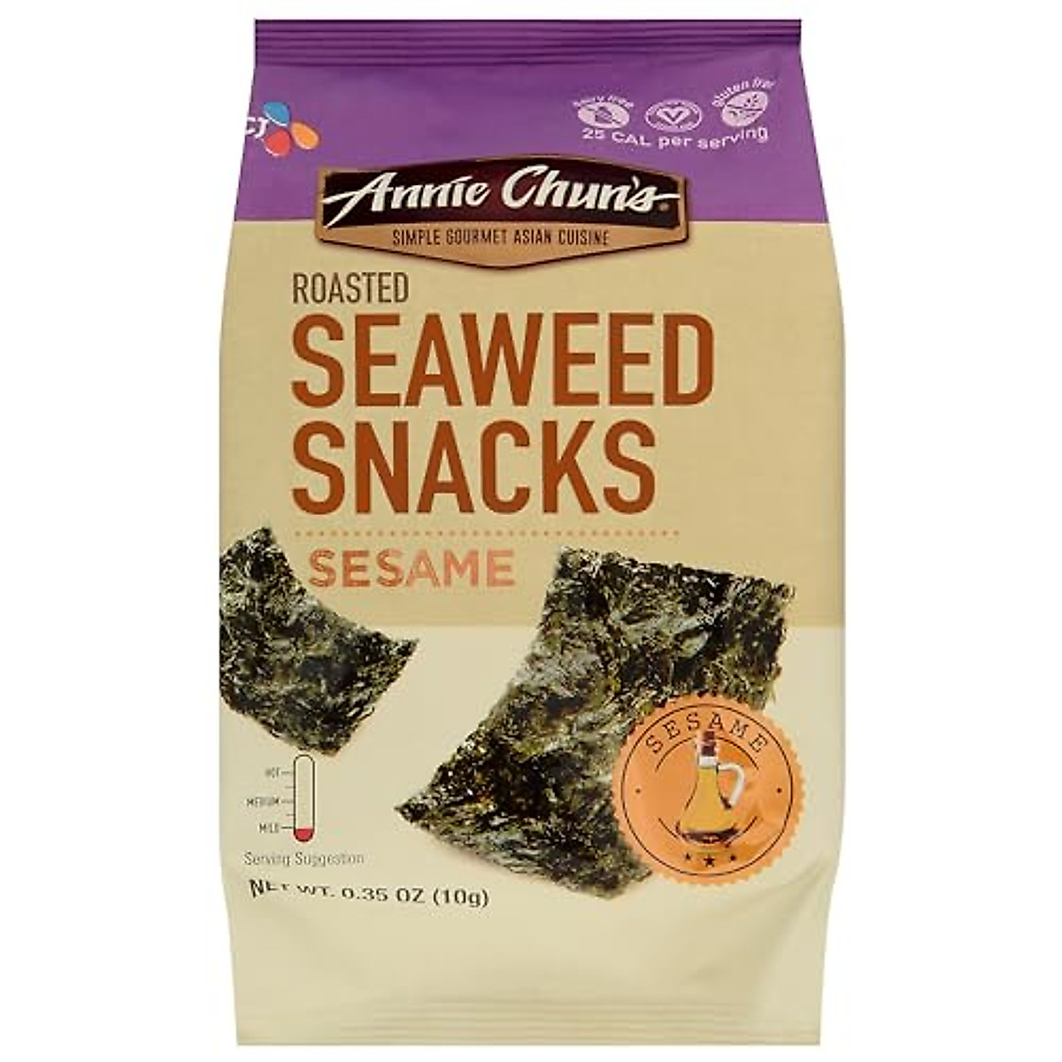 Annie Chun's - Roasted Seaweed Snacks, Sesame-Flavor, 0.35 oz, Keto, Vegan, Gluten-Free, Dairy Free, Light & Airy, Hearty & Delicious Snacks, 0.16-Oz (Pack of 12)