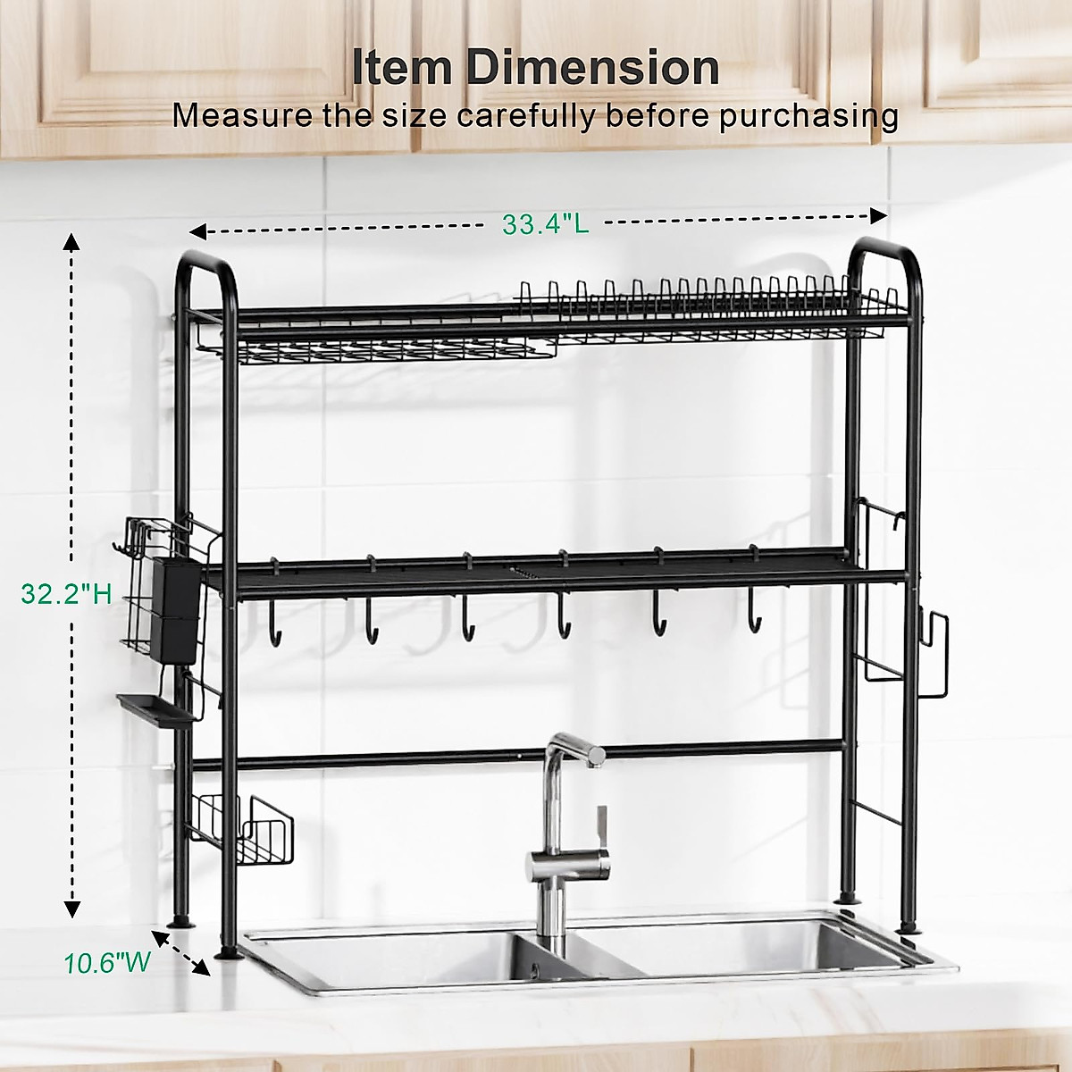 GSlife Over The Sink Dish Drying Rack Stable Stainless Steel Dish Drying Rack Kitchen Organizer Dish Drainer Shelf for Kitchen Counter, Silver