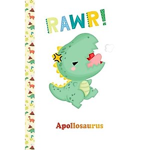 Apollosaurus Rawr Cute Dinosaur Apollo Notebook: Draw and Write Journal for Boys Kids Half Lined Half Blank Pages, Personalized Name Notebook for ... Wring & Drawing, Happy Birthday Gift for Boys