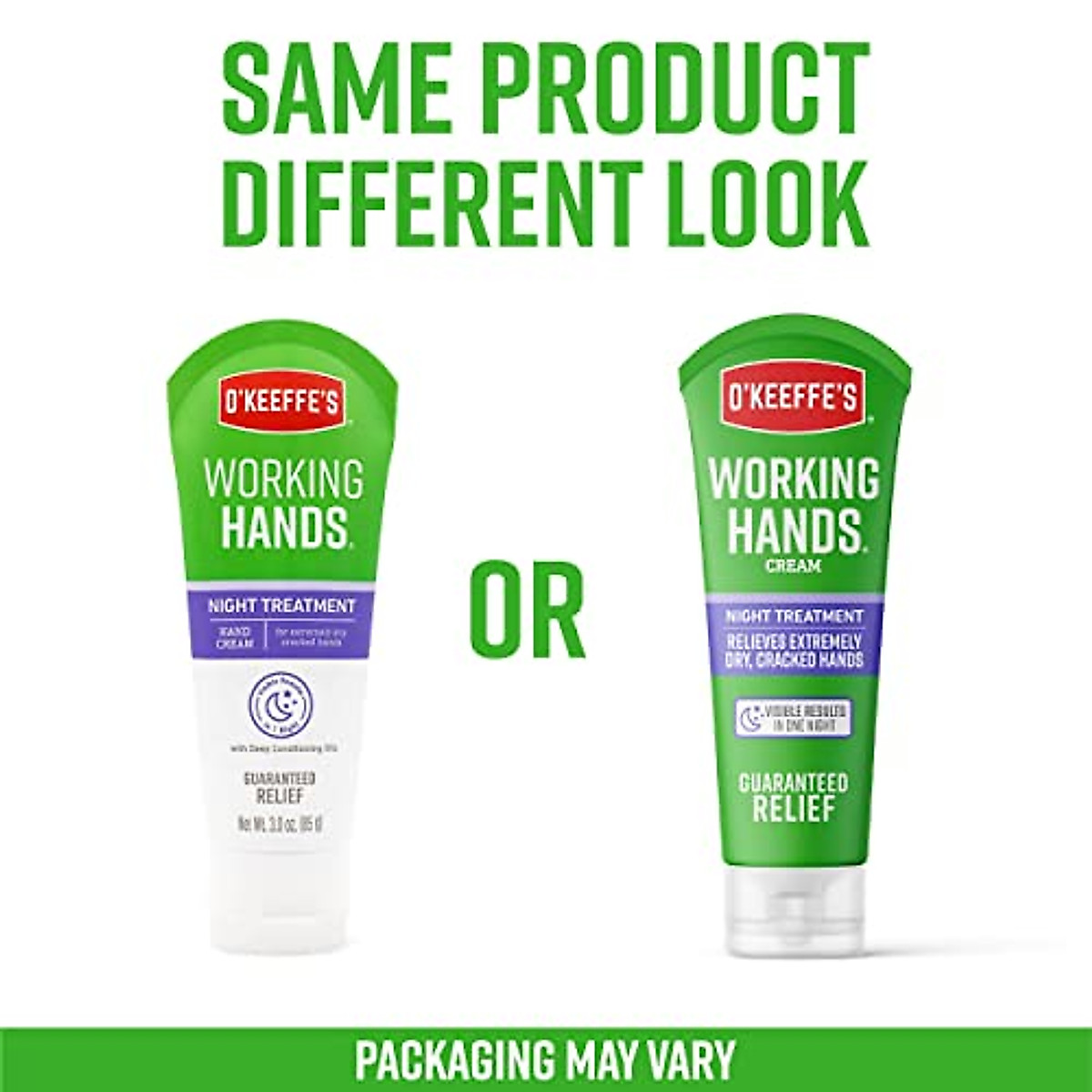 O'Keeffe's Working Hands Night Treatment Hand Cream, 3 oz Tube, (Pack of 2)