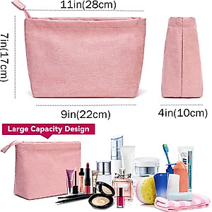 FUNSEED Large Travel Toiletry Bag for Women and Men, Portable Makeup Organizer, Water-resistant Travel Shaving Bag for Toiletries Accessories, Cosmetic (Pink)