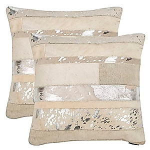 Safavieh Pillow Collection Throw Pillows, 22 by 22-Inch, Peyton Silver, Set of 2