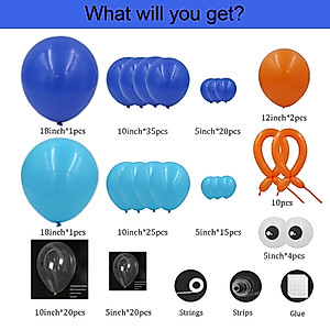 Blue Balloon Garland Arch Kit-160pcs, Small&Large Klein Blue Light Blue Balloons Party Supplies For Birthday Party, Baby Shower, Luca Theme Party, Ocean Party, Shark Party