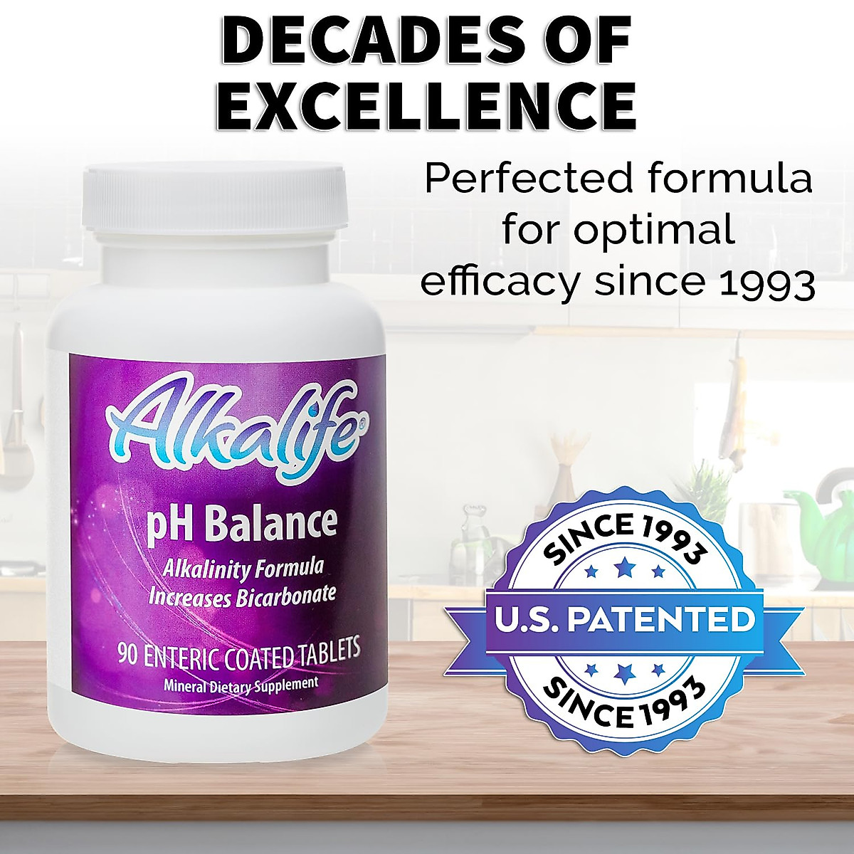 Alkalife pH Balance Pills | The First Patented Alkaline Sodium & Potassium Bicarbonate Supplement | Neutralize Acid, Balance pH, Immune Support, Peak Performance, Detox – 90 Tablets
