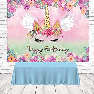 LTLYH 7x5FT Unicorn Birthday Backdrop Unicorn Birthday Decorations for Girls Unicorn Photo Backdrop Unicorn Banner Supplies Studio Props A054