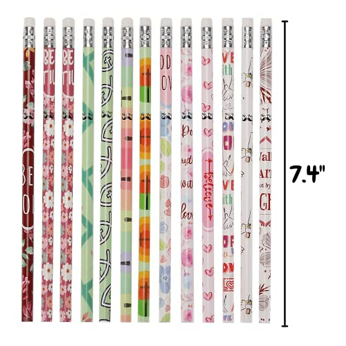 Floral Bible Verse Pencils - 24 Assorted Faith-Inspired Designs
