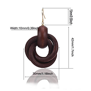 Wooden Earrings for Women Big Statement Circle Beautiful Hoop Earrings (Brown Tone)