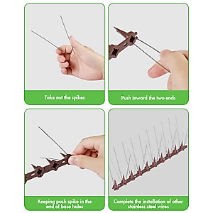 CIIC Bird Spikes, 16 Pack Stainless Steel Anti Bird Spikes, Bird Deterrents for Outside Pigeon Spikes, Bird Repellent Devices for Garden Fence Wall Coverage 16.4 Feet