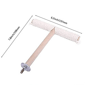 Dft Bird Toys, Natural Wood Bird Perch Stand T-Shaped Bar with Cotton Rope Cage Grinding Toy for Cockatiels Conures Budgies Love Birds