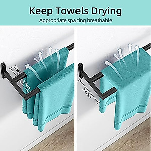 Taaji Double Towel Bar, 24 Inch Bath Towel Rack for Bathroom Towel Rod, Stainless Steel Double Towel Holder Long Bar, Bathroom Hand Towel Hanger Wall Mounted, Matte Black