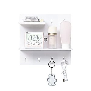 WskLinft 1 Set Kitchen Shelf Save Space Punch Free Bedroom Hanging Wall Pegboard Storage Rack Decor for Home White
