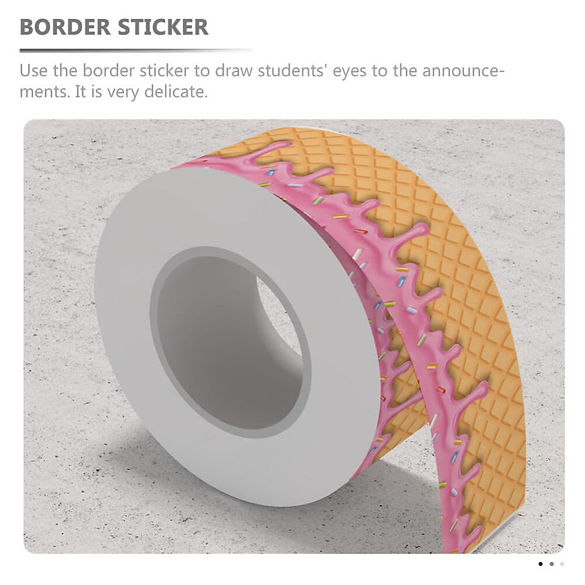 MAGICLULU 1 Roll Ice Cream Border Sticker Bulletin Board Decor Cream Decor Appliques Embellishments Ice Cream Border Paper Ice Cream Bulletin Trim Blackboard Border Sticker Desk Decorations