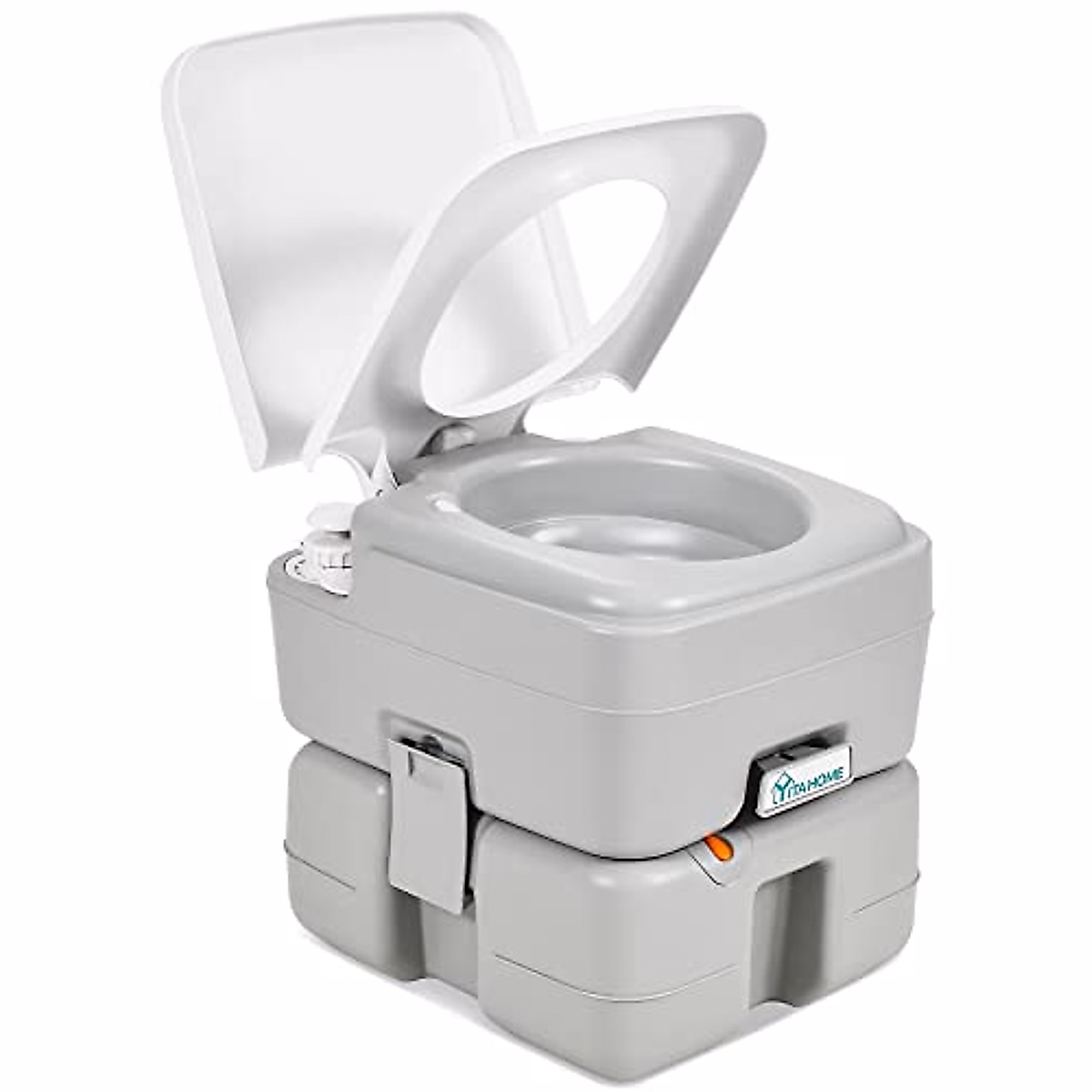 YITAHOME Portable Toilet 3.96 Gallon, Travel RV Potty with T-Type Water Outlets, Anti-Leak Handle Water Pump, Rotating Spout, for Camping, Boating, Hiking, Trips