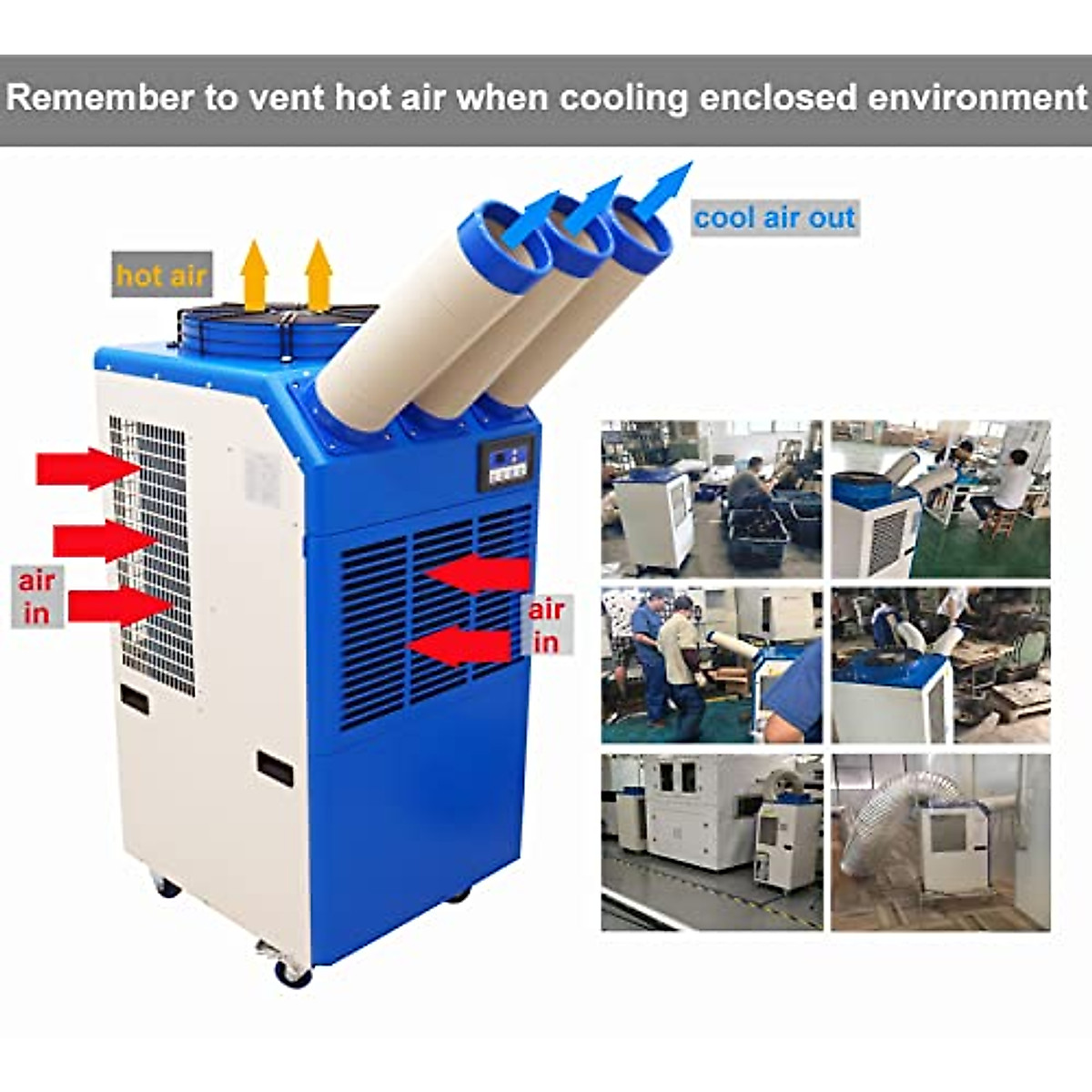 TECHTONGDA Industrial Spot Cooler Air Conditioner Commercial Mobile Outdoor Cooling Aircon 220V Three Column 910m³/h